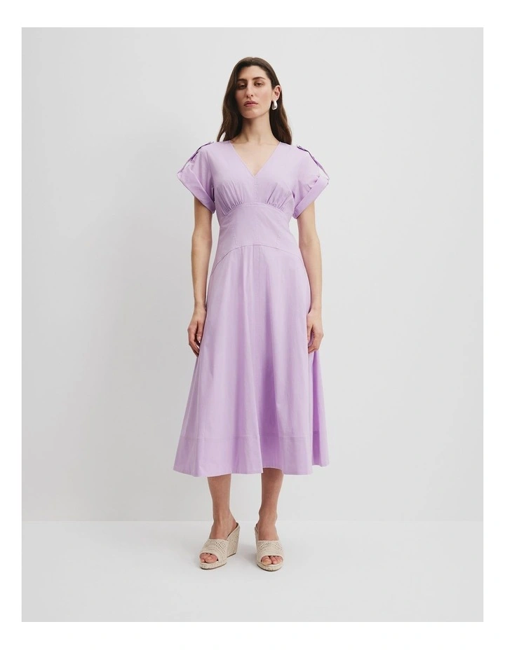 Country Road Organically Grown Cotton Blend Poplin Basque Midi Dress in ...