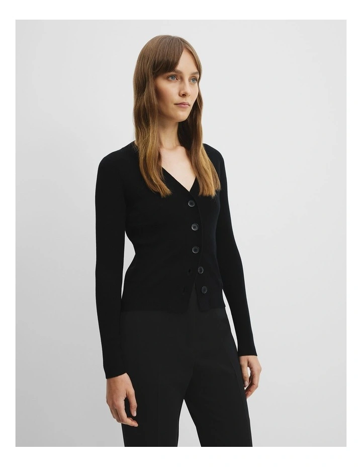 Country Road Australian Merino Wool Silk Cardigan in Black | MYER