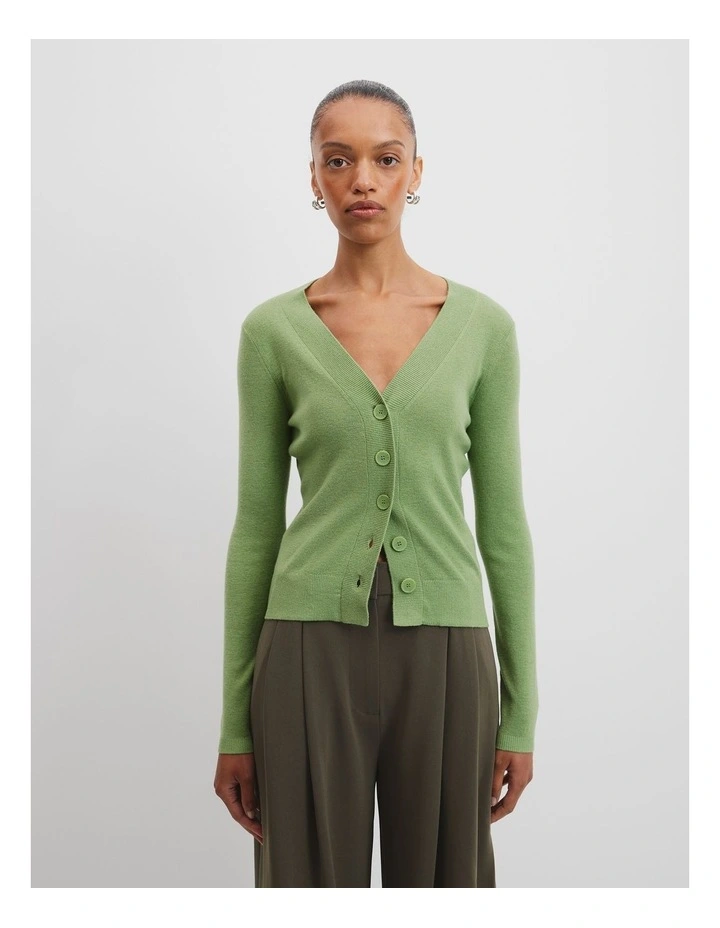 Country Road Australian Merino Wool Silk Cardigan in Basil | MYER