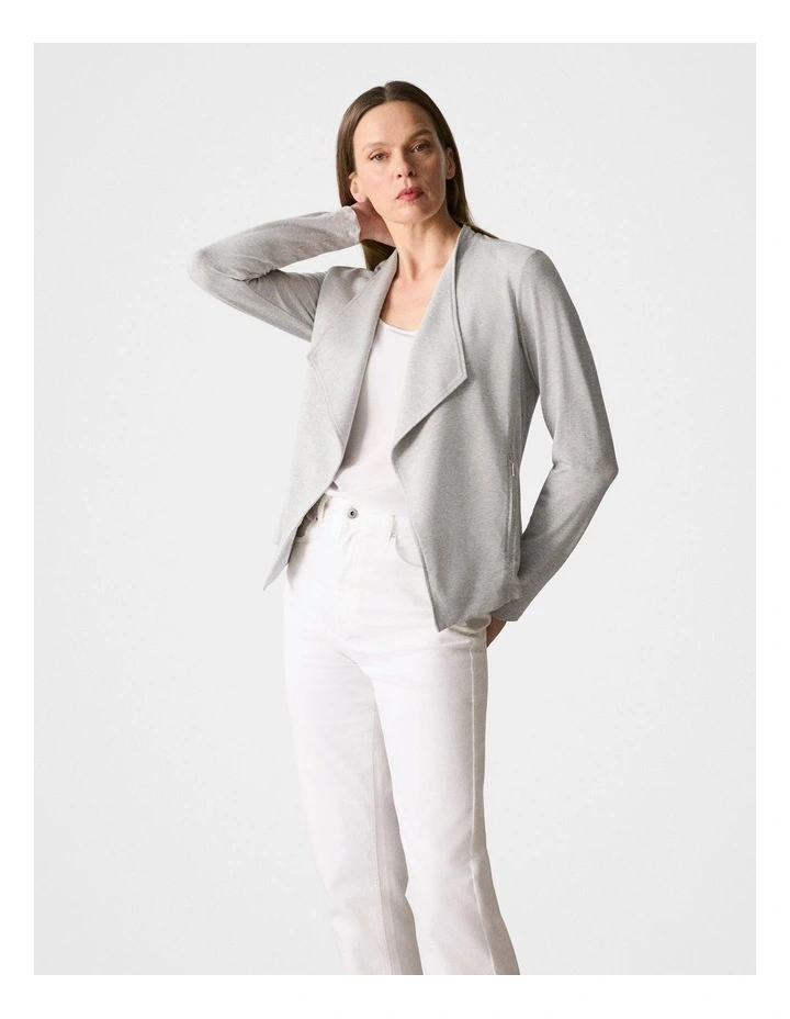 Trenery Bamboo Viscose Marle Jacket in Light Grey Marle | MYER
