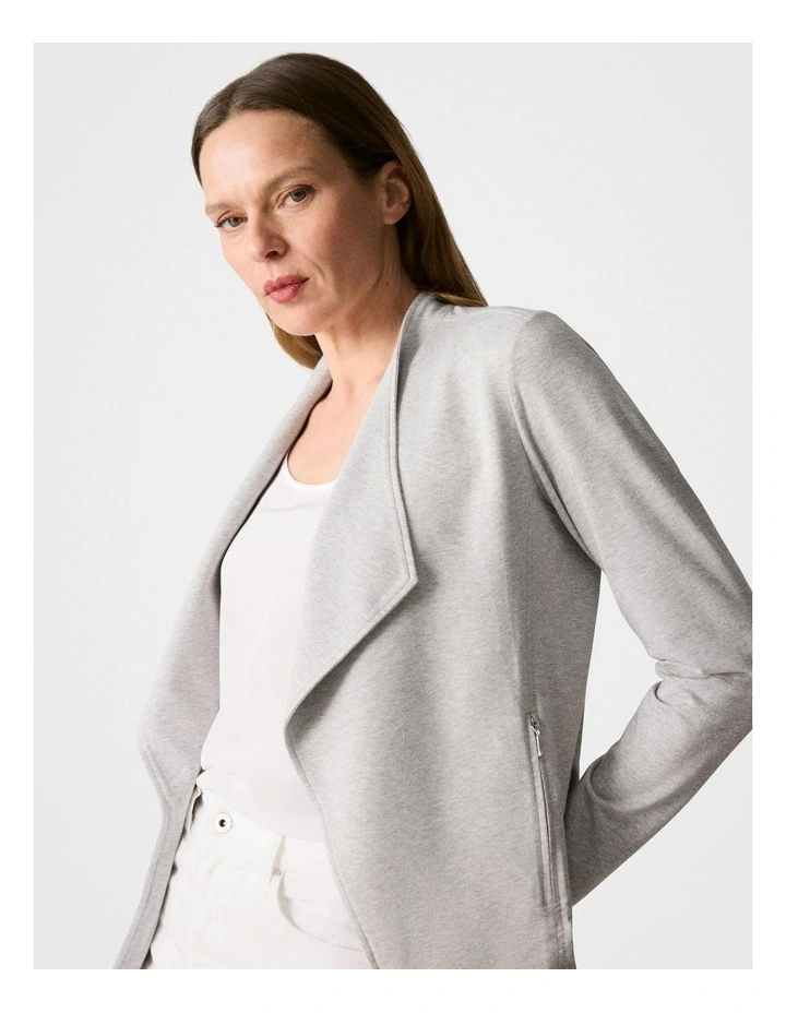 Trenery Bamboo Viscose Marle Jacket in Light Grey Marle | MYER