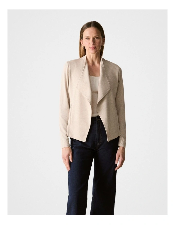 Trenery Bamboo Viscose Marle Jacket in Oatmeal Marle | MYER