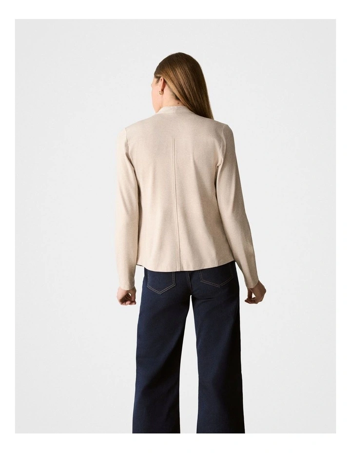 Trenery Bamboo Viscose Marle Jacket in Oatmeal Marle | MYER