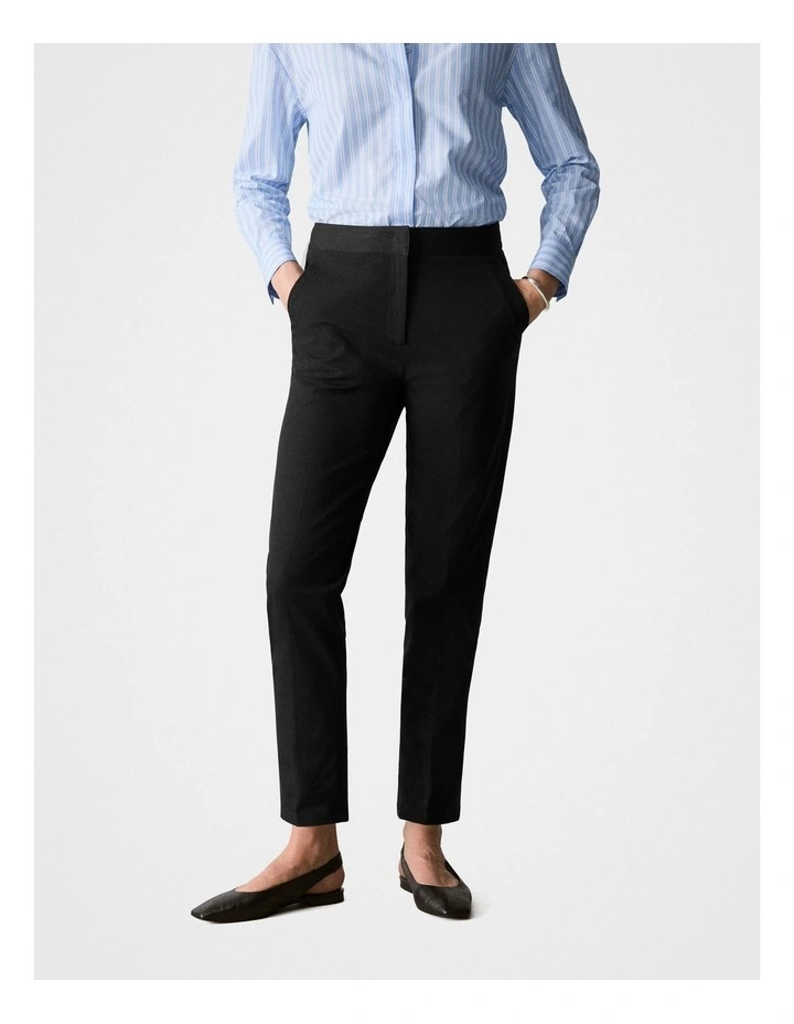 Trenery Cotton Blend Bi-stretch Pant in Black | MYER
