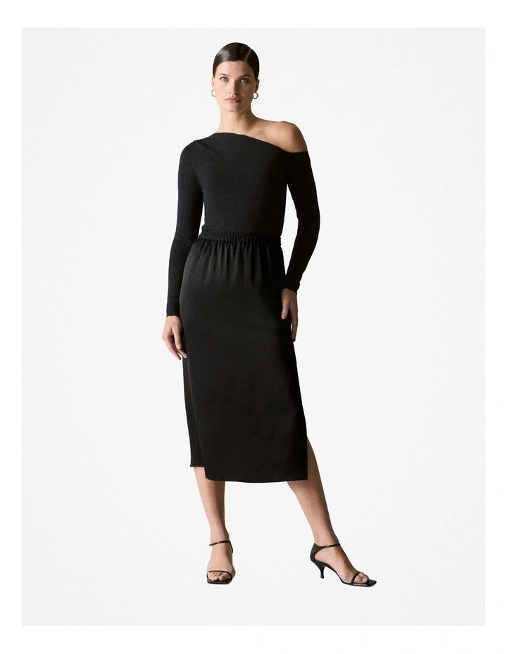 Trenery Asymmetric Rib Knit in Black | MYER