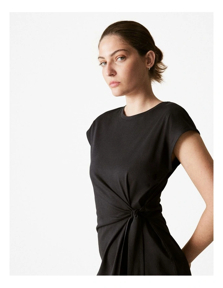 Trenery Cotton Interlock Wrap Dress in Black | MYER