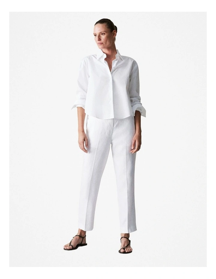 Trenery Cotton Poplin Trapeze Shirt in White | MYER