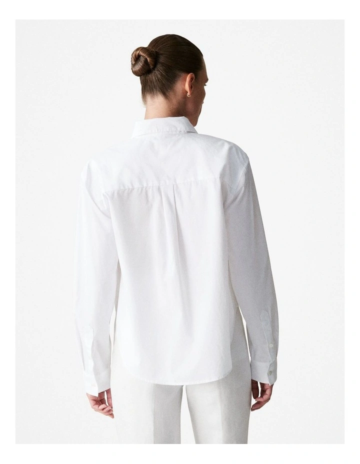 Trenery Cotton Poplin Trapeze Shirt in White | MYER