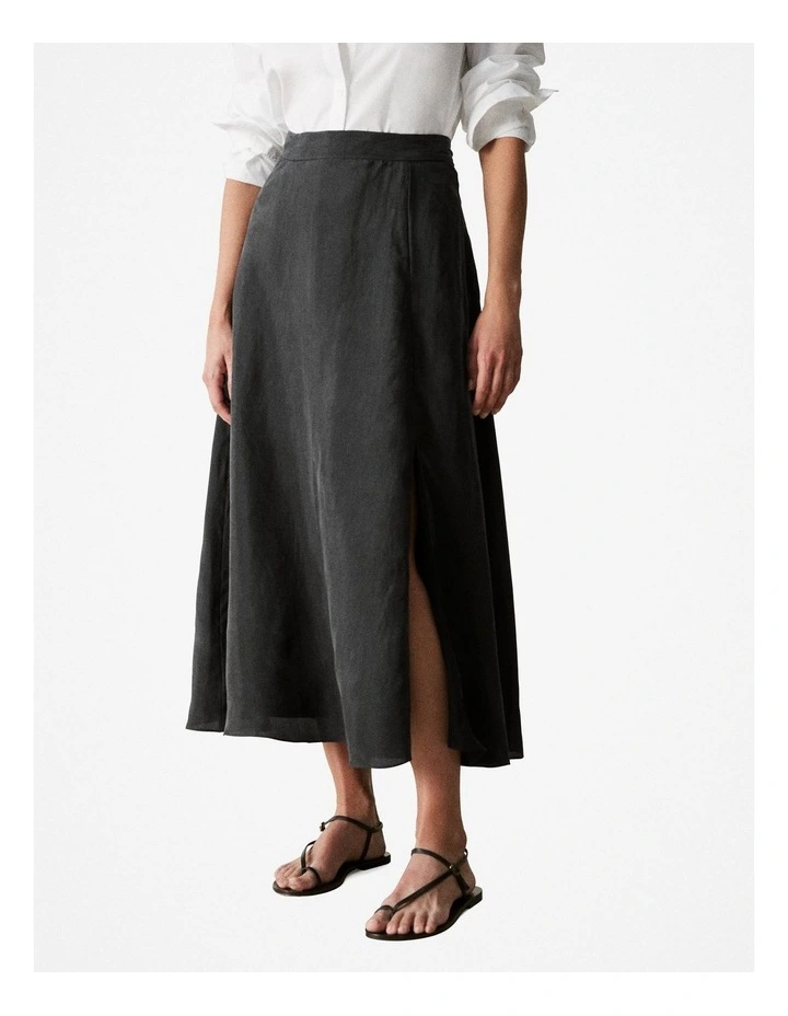 Trenery Lyocell A-line Midi Skirt in Black | MYER