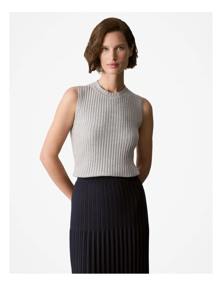 Trenery Merino Blend Knit Sleeveless Top In Grey Myer