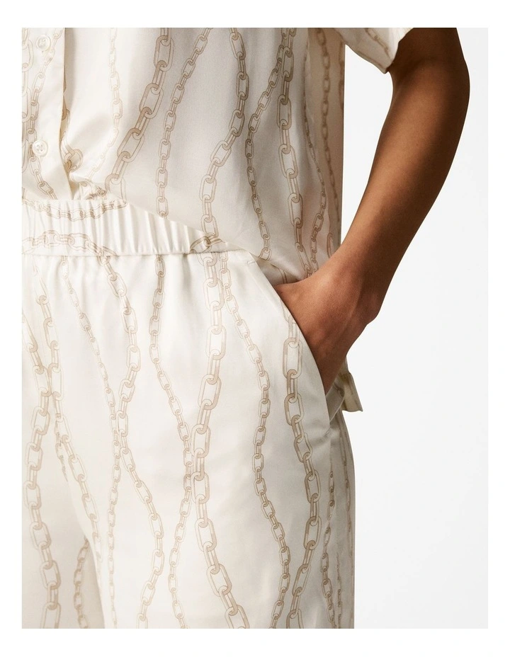 Trenery Satin Chain Print Pull On Pant in Parchment | MYER