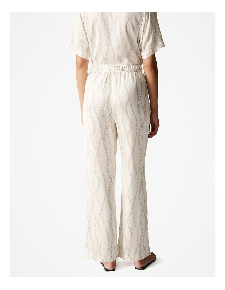 Trenery Satin Chain Print Pull On Pant in Parchment | MYER