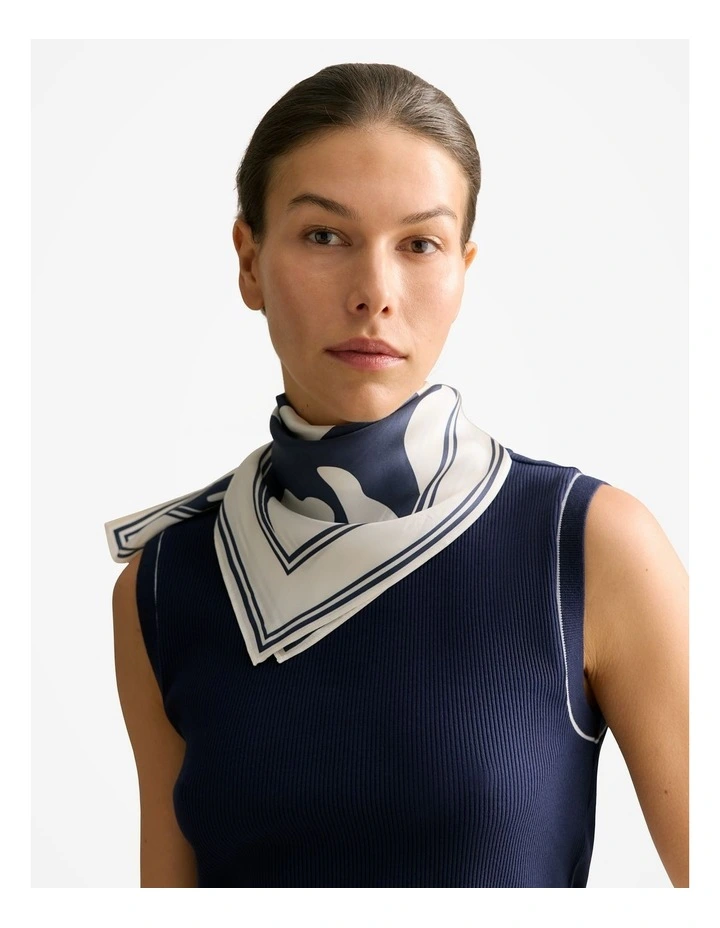 Trenery Silk Twill Palm Neckerchief in Navy | MYER