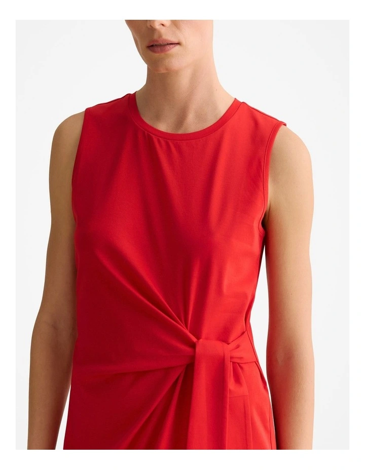 Trenery Cotton Interlock Gathered Tank Dress in True Red | MYER