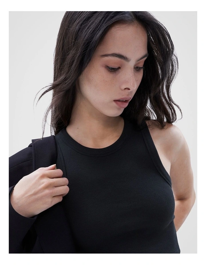 Unison Cropped Rib Tank in Black | MYER
