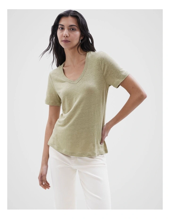 Unison The Essential Linen Tee in Khaki | MYER
