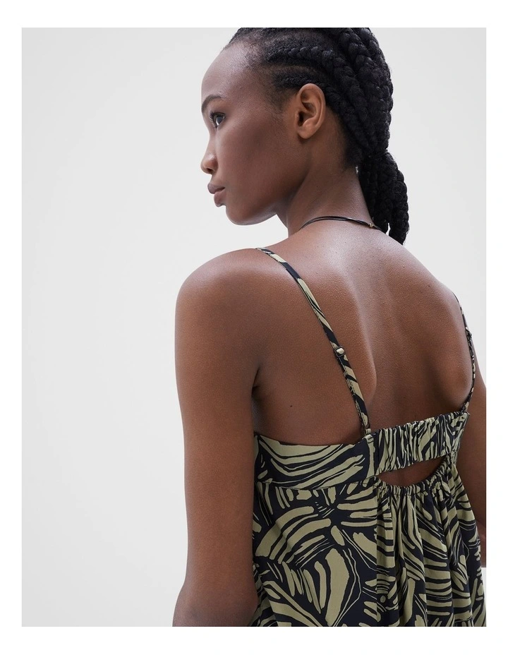 Unison Abstract Print Midi Dress in Black Ptnt | MYER