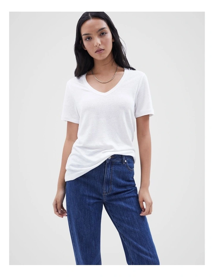 Unison The Essential Linen Tee in White | MYER
