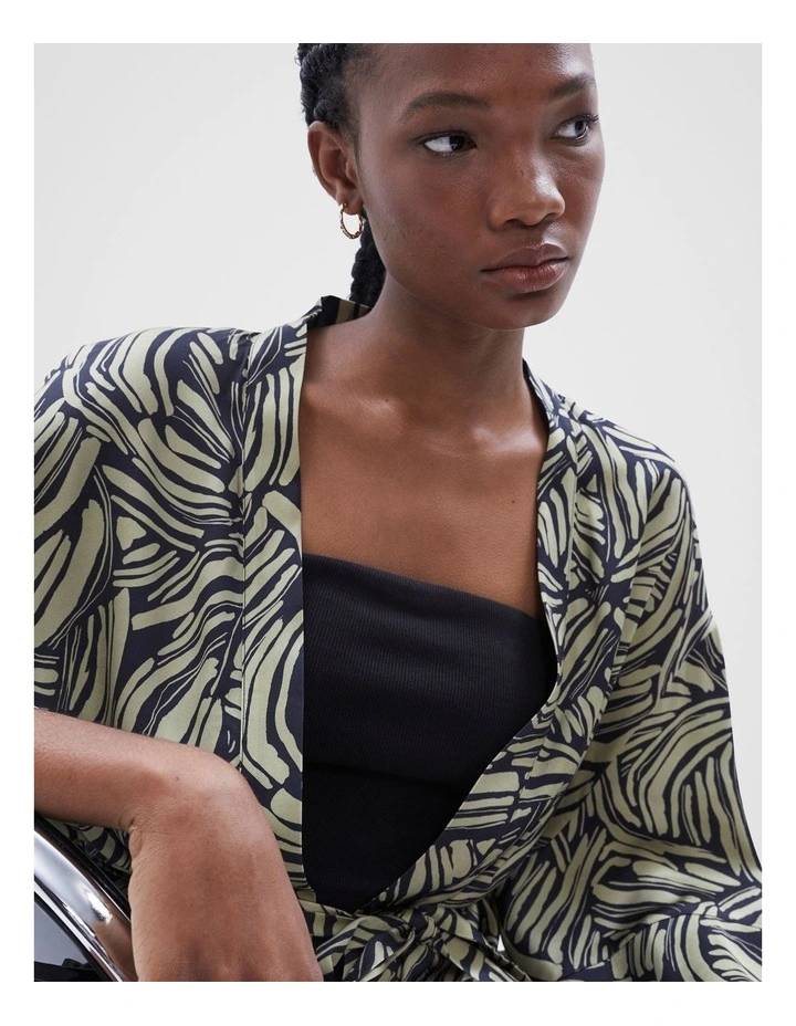 Unison Abstract Print Kaftan in Black Patent | MYER