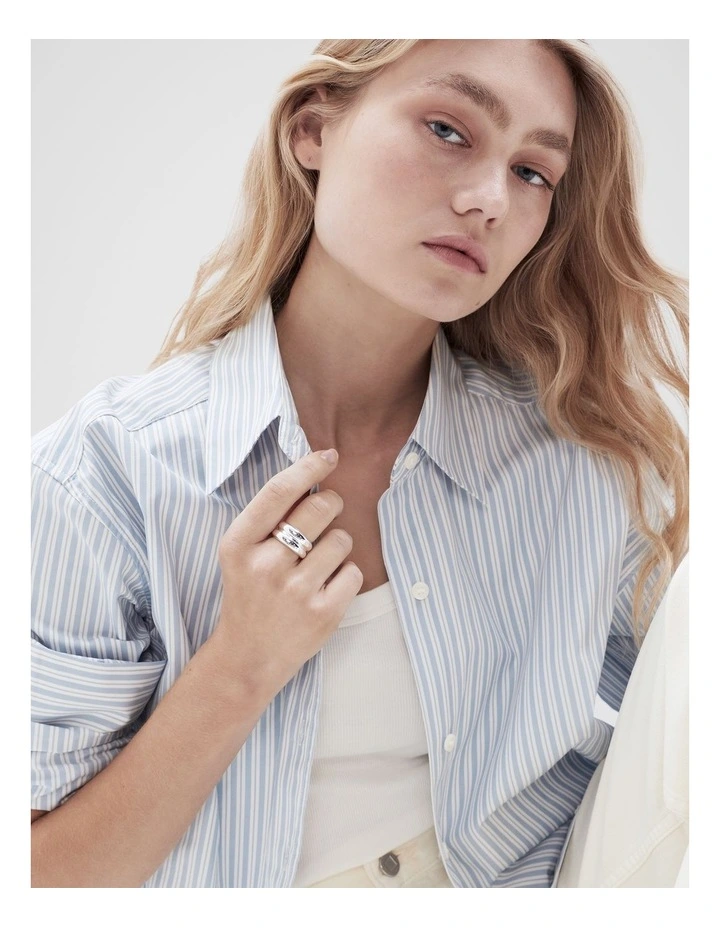 Unison Double Band Ring In Silver | MYER