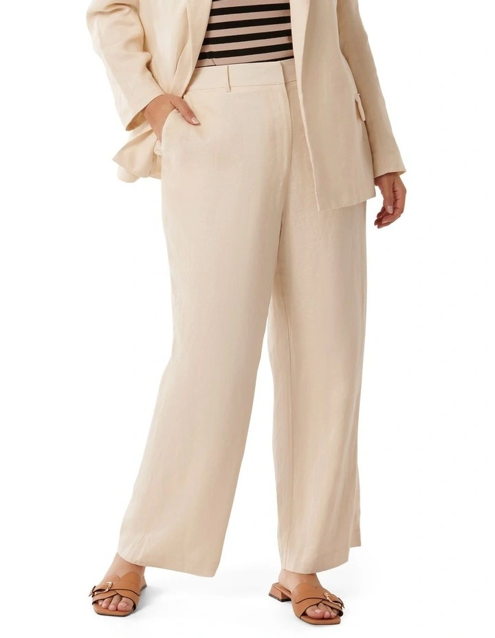 Forever New Curve Loretta Linen Pants in Cream | MYER
