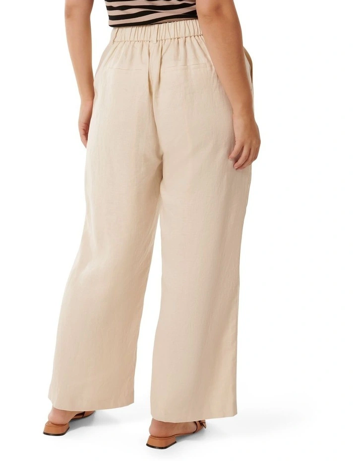 Forever New Curve Loretta Linen Pants in Cream | MYER