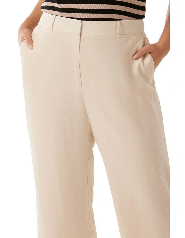 Forever New Curve Loretta Linen Pants in Cream | MYER