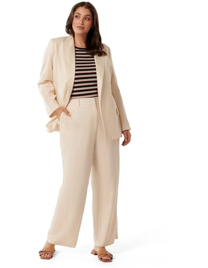 Forever New Curve Loretta Linen Pants in Cream | MYER