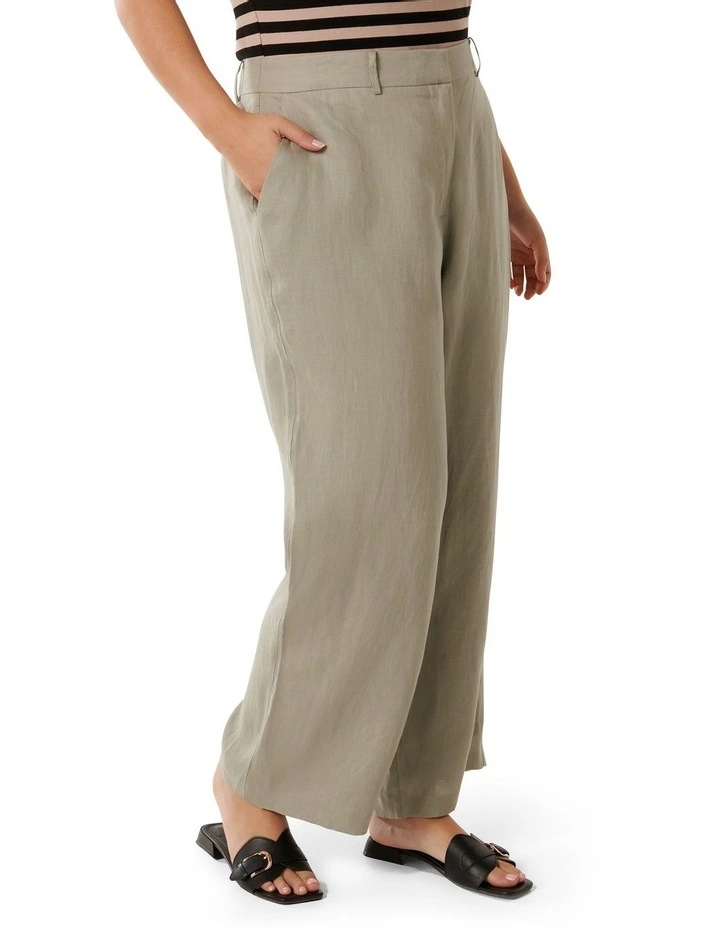 Forever New Curve Loretta Linen Pants in Green | MYER
