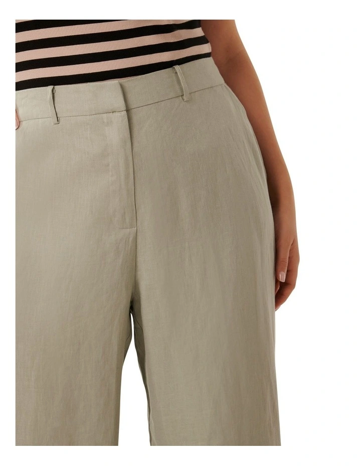 Forever New Curve Loretta Linen Pants in Green | MYER