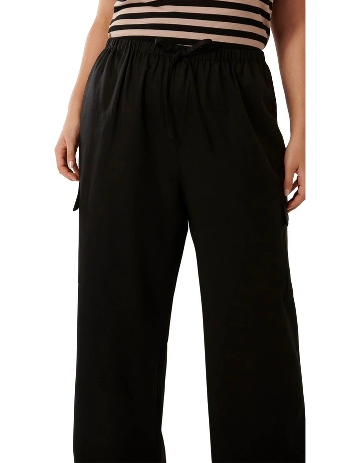 Forever New Curve Elsie Elastic Waist Cargo Pants in Black | MYER