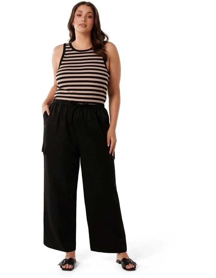 Forever New Curve Elsie Elastic Waist Cargo Pants in Black | MYER