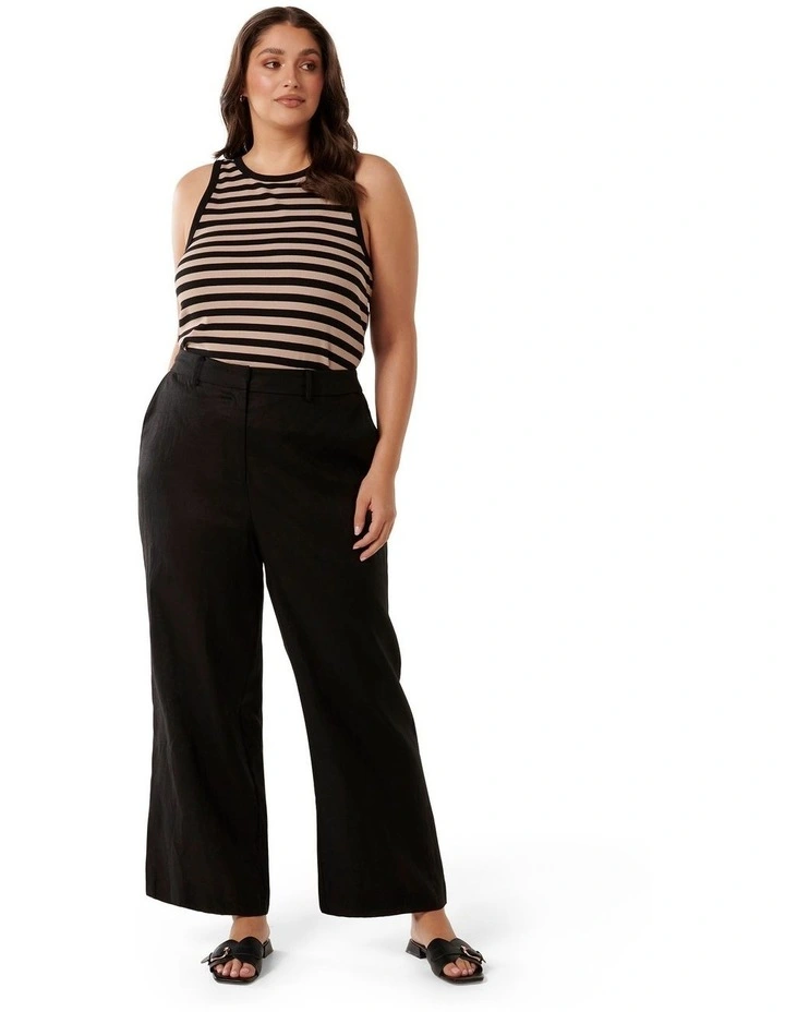 Forever New Curve Remi Stripe Rib Racer Tank Top in Black | MYER