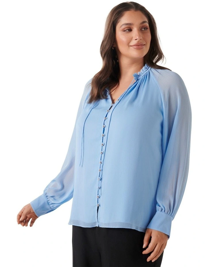 Forever New Curve Ashton Raglan Blouse in Blue | MYER