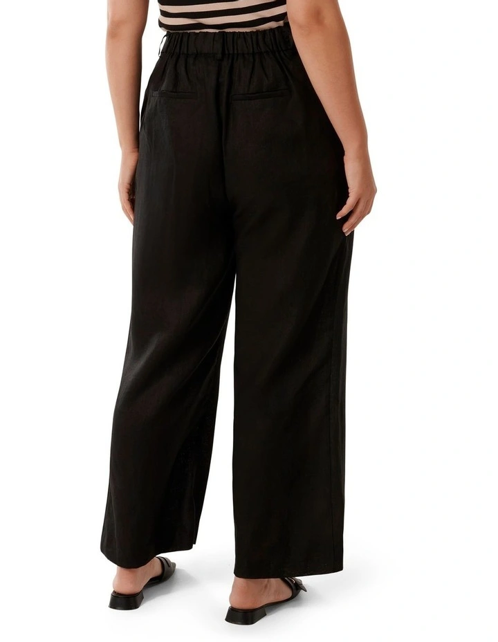 Forever New Curve Loretta Linen Pants in Black | MYER