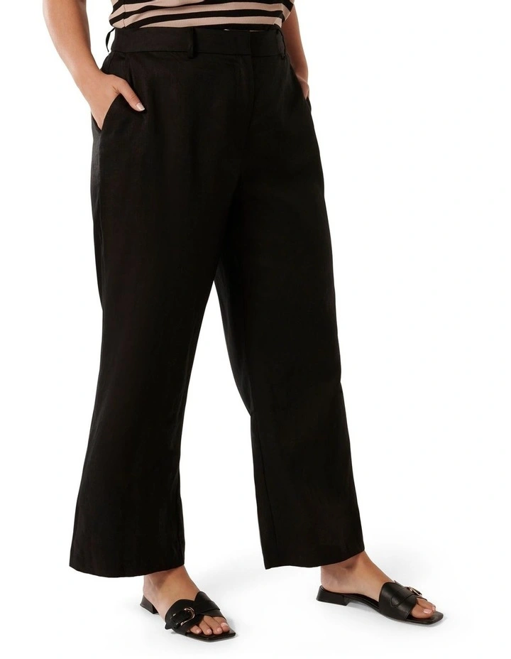 Forever New Curve Loretta Linen Pants in Black | MYER