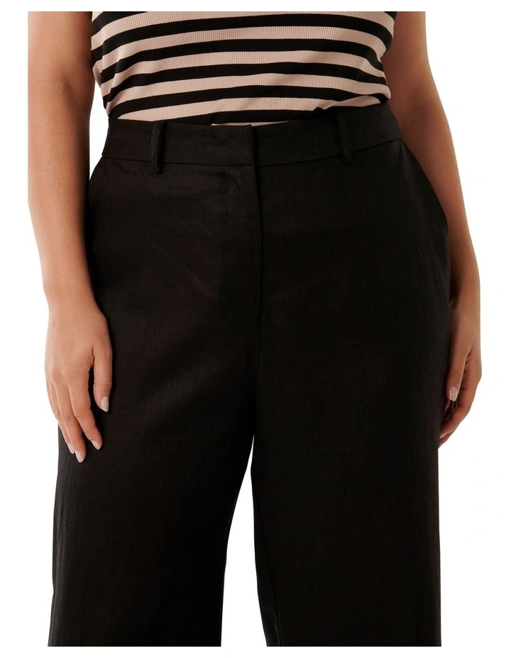 Forever New Curve Loretta Linen Pants in Black | MYER