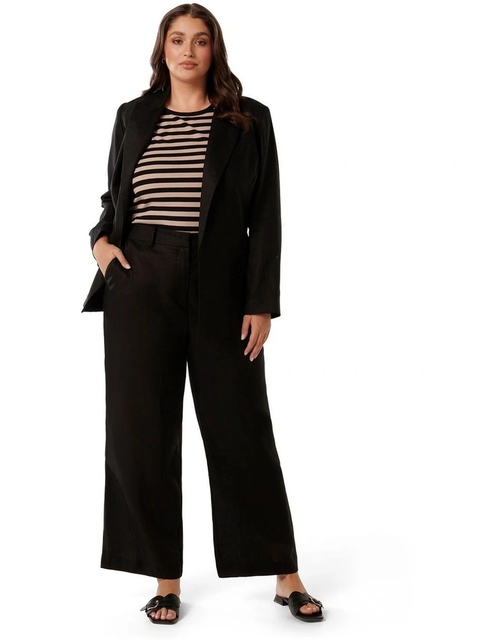 Forever New Curve Loretta Linen Pants in Black | MYER
