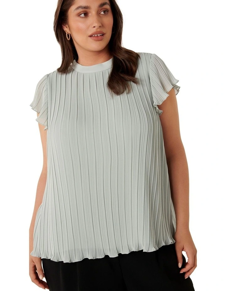 Forever New Curve Hannah Plisse Blouse in Grey | MYER