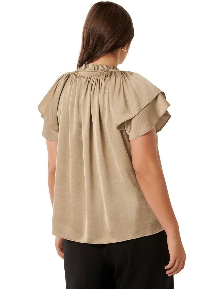Forever New Curve Marni Micropleat Blouse in Bronze | MYER