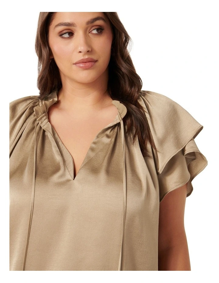Forever New Curve Marni Micropleat Blouse in Bronze | MYER