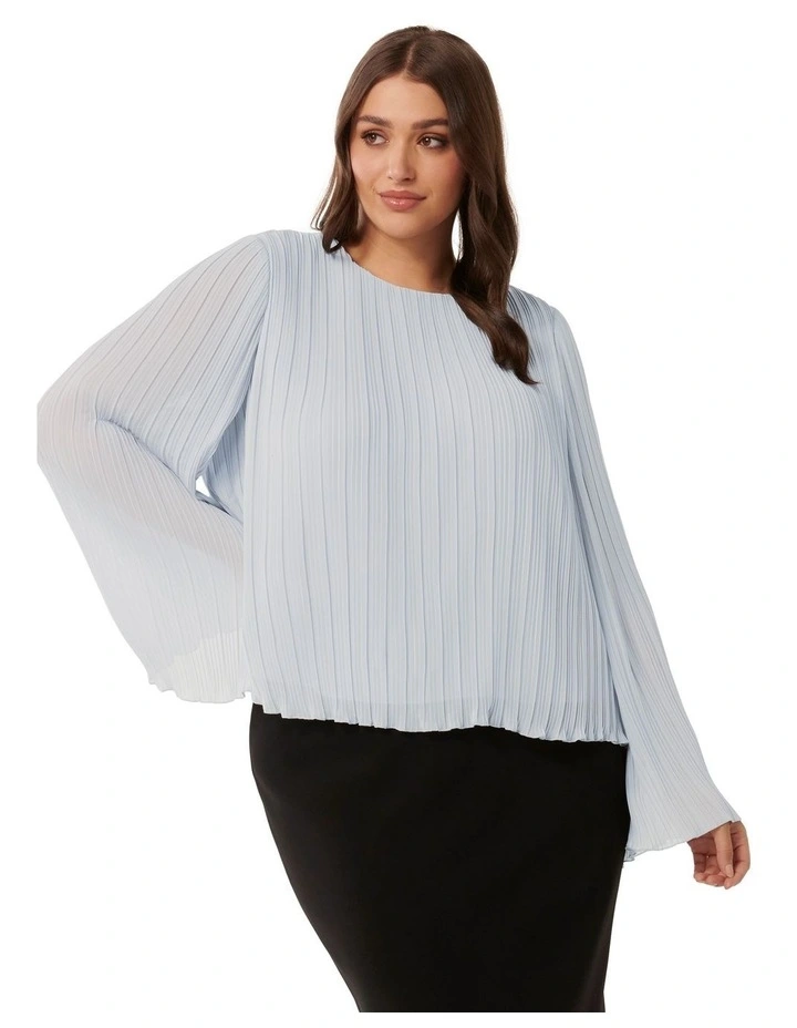 Forever New Curve Paxton Pleated Top in Blue | MYER