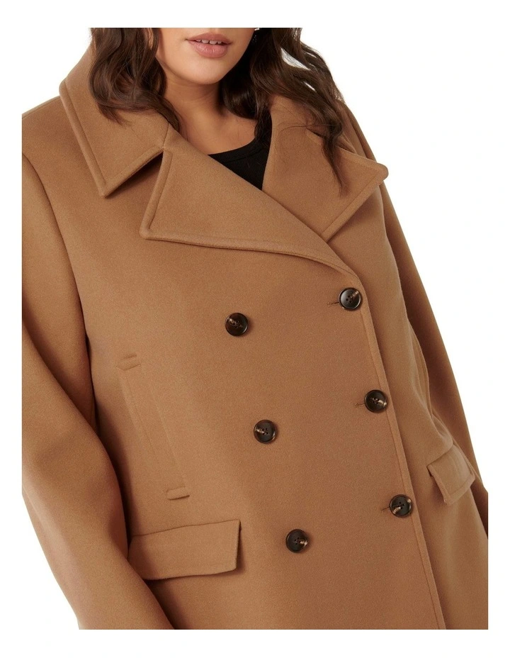 Forever New Curve Maisie Pea Coat in Camel | MYER
