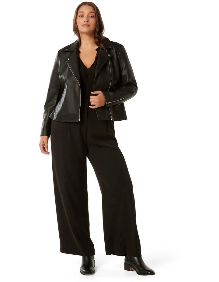 Forever New Curve Kylie Biker Jacket in Black | MYER