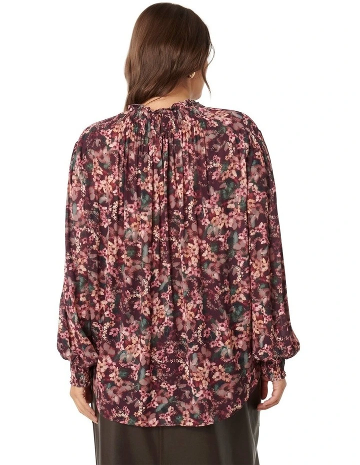 Forever New Curve Cyndell Shirred Yoke Top in Brown | MYER