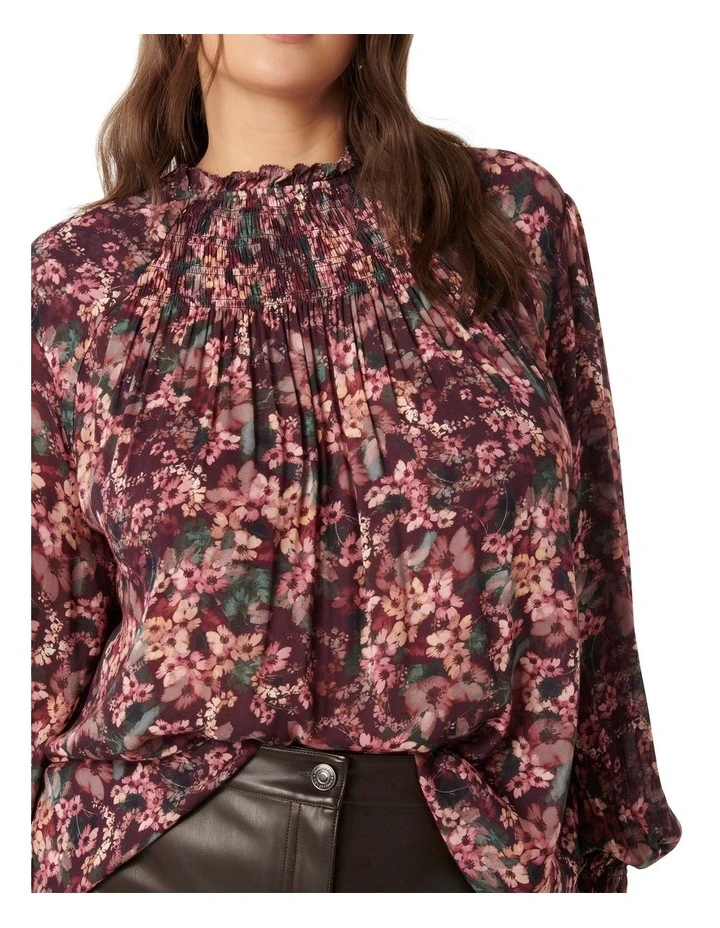 Forever New Curve Cyndell Shirred Yoke Top in Brown | MYER