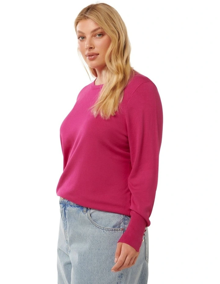 Forever New Curve Katie Crew Neck Sweater in Pink | MYER