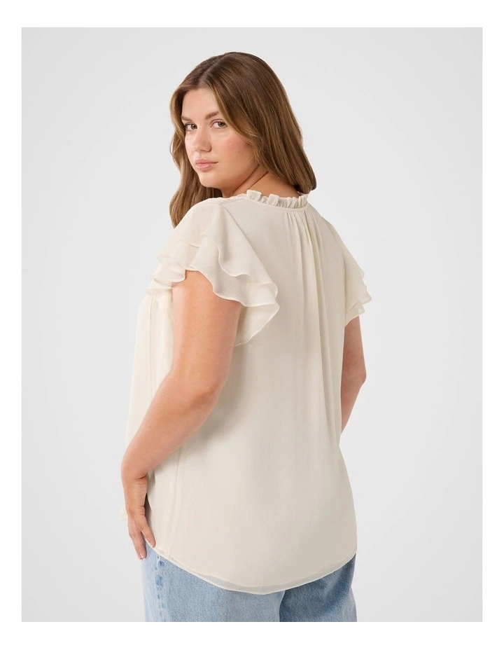 Forever New Curve Yuna Frill Shell Blouse in Ivory | MYER