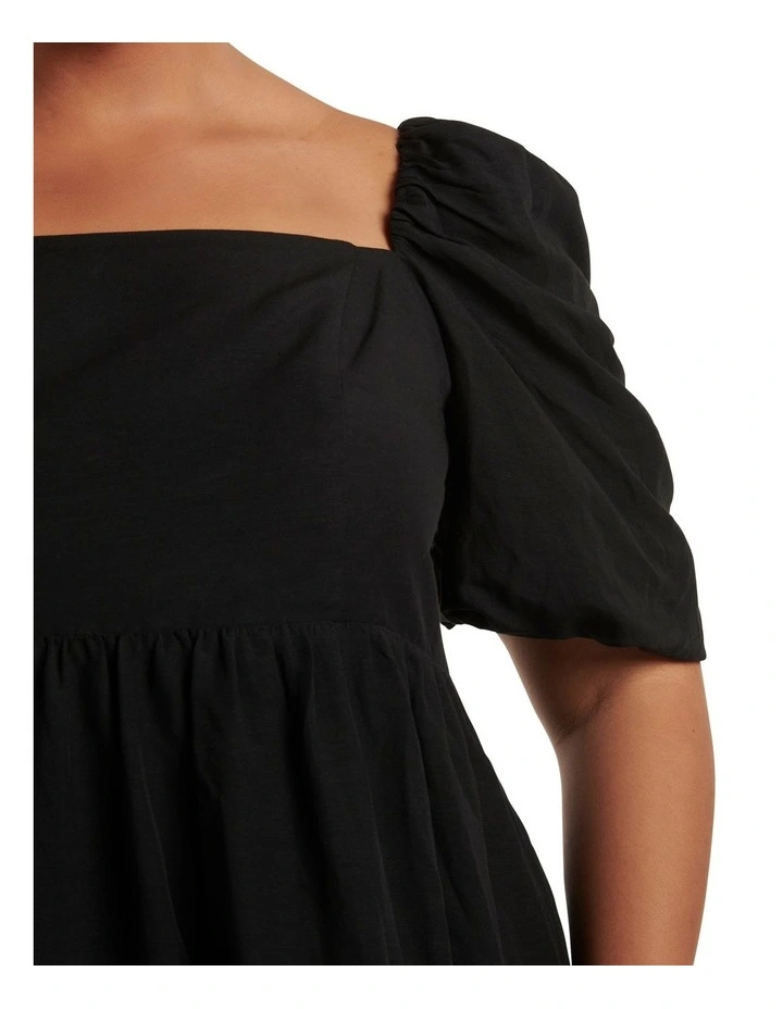 Forever New Curve Jenny Linen Smock Top in Black | MYER