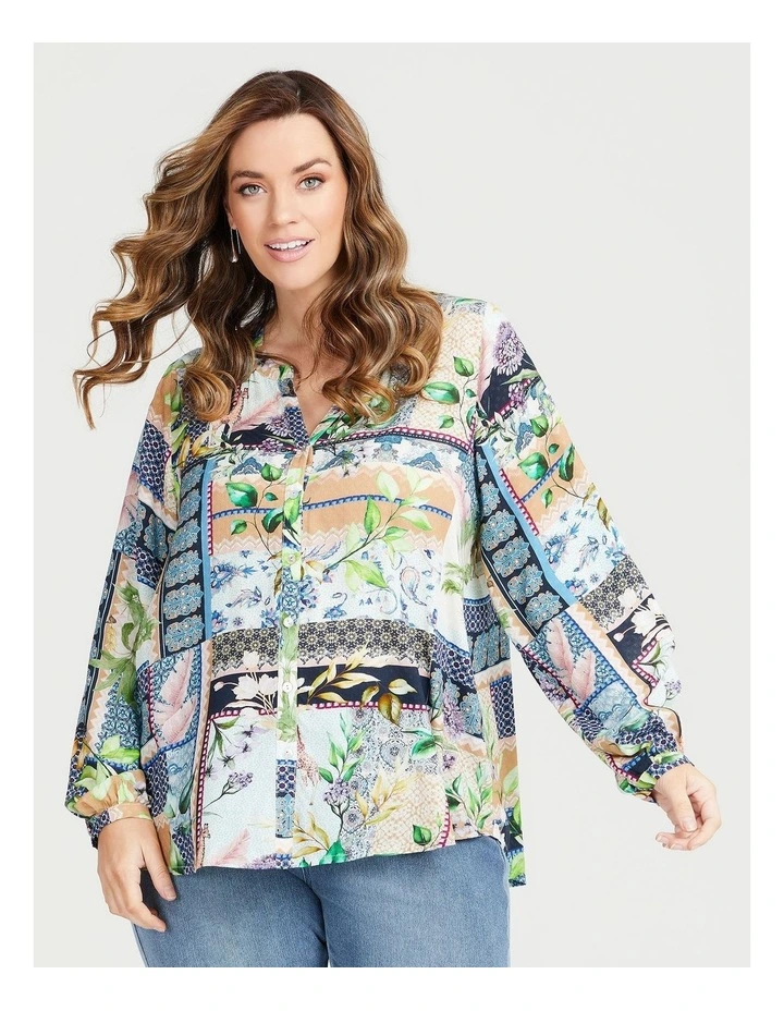 Taking Shape Natural Patchwork Print Shirt Print | MYER